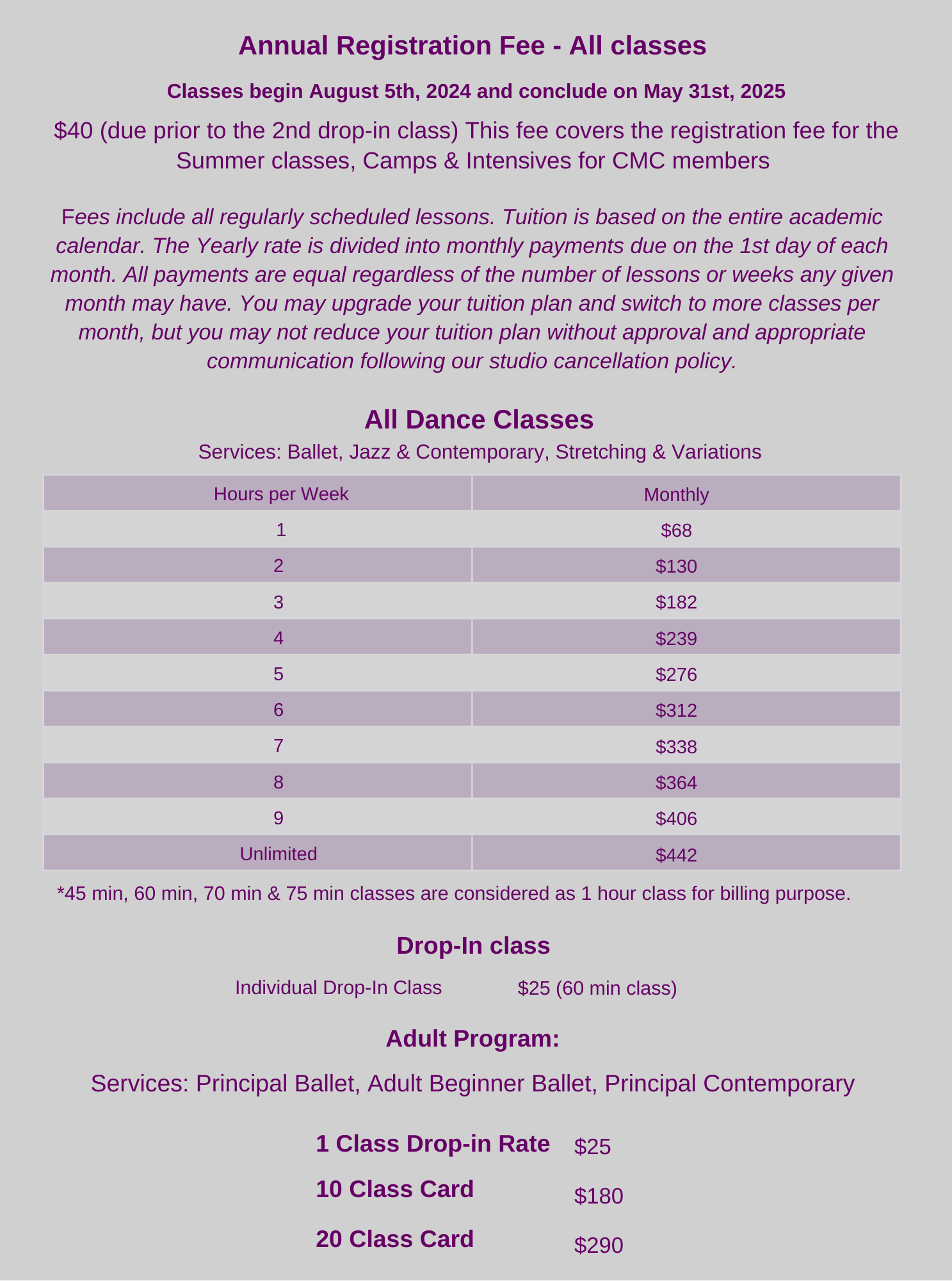 Classical Movement - Studio Schedule